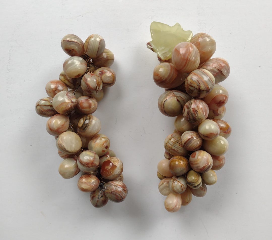 Lovely Banded Onyx Stone Grape Clusters - Light Green Ivory Brown Coral ...