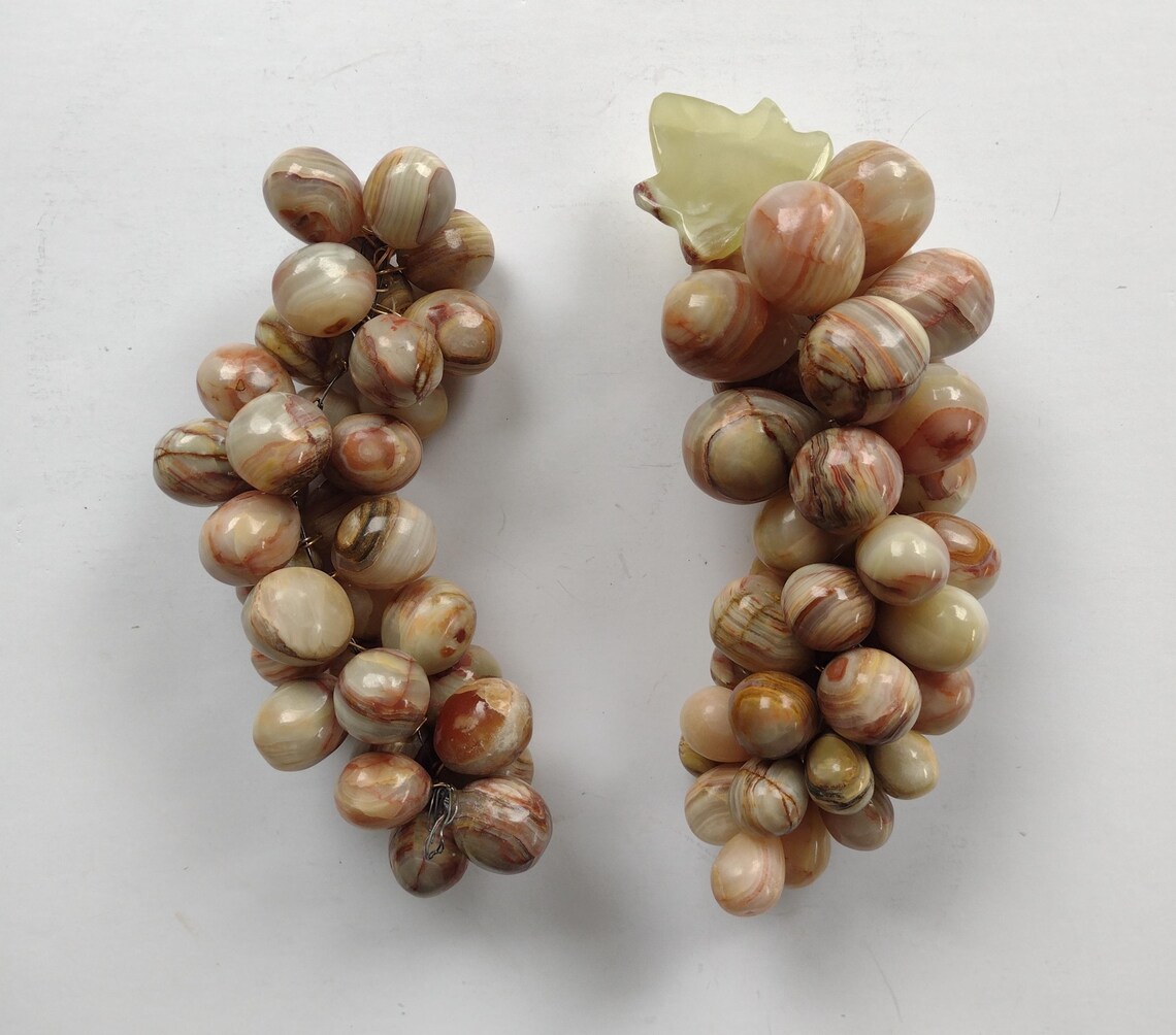 Lovely Banded Onyx Stone Grape Clusters - Light Green Ivory Brown Coral ...