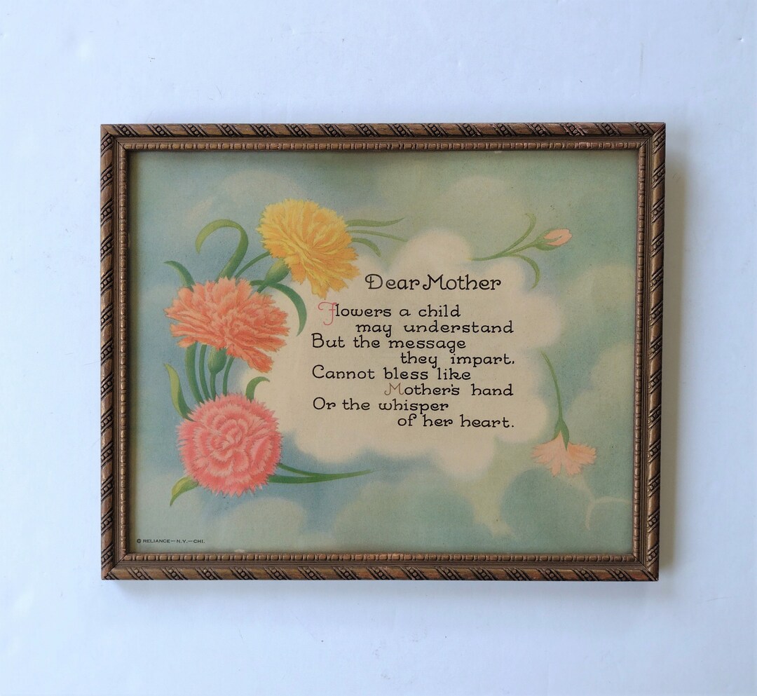 Sweet Dear Mother Poem in Antique Wood Frame - Mothers Day Gift - Etsy
