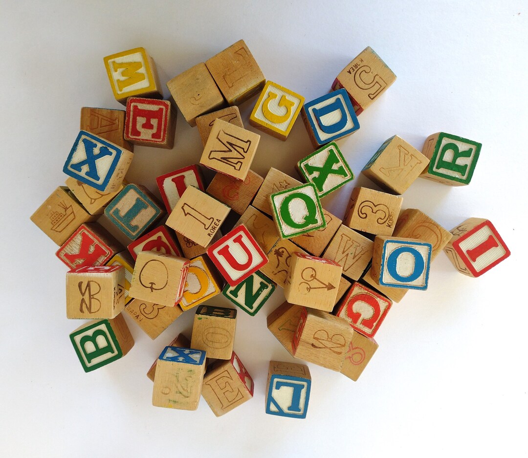 53 Vintage Alphabet Childrens Wood Toy Blocks Korea Japan - Etsy