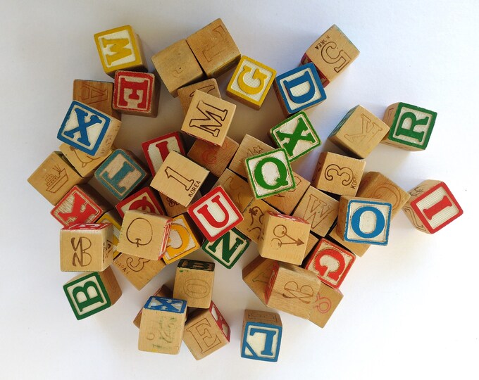 53 Vintage Alphabet Childrens Wood Toy Blocks - Korea Japan - Etsy