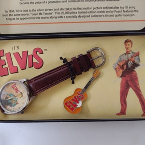 Elvis FOSSIL Limited Edition Watch & Guitar Lapel Pin With Collectible ...