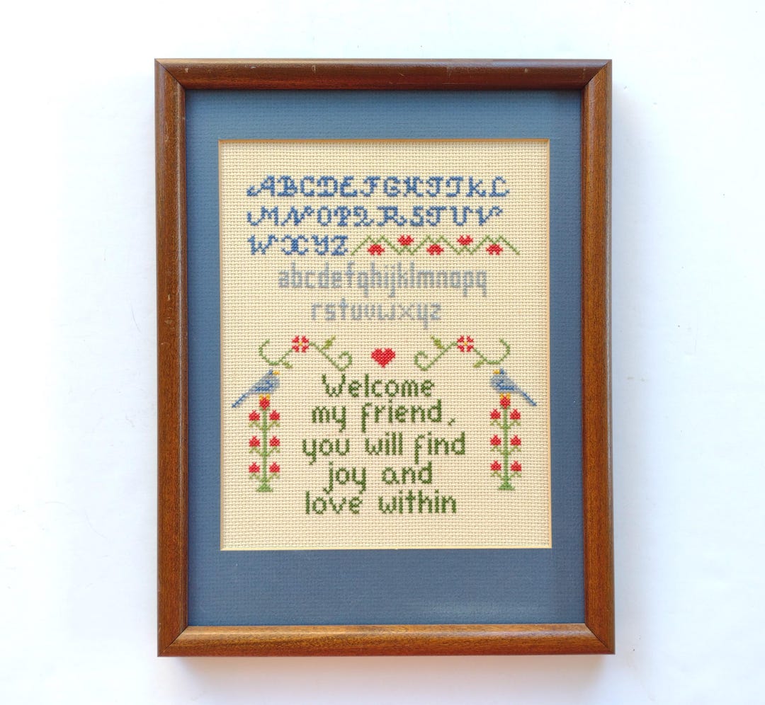 Welcome Love & Joy Framed Alphabet Sampler - Etsy