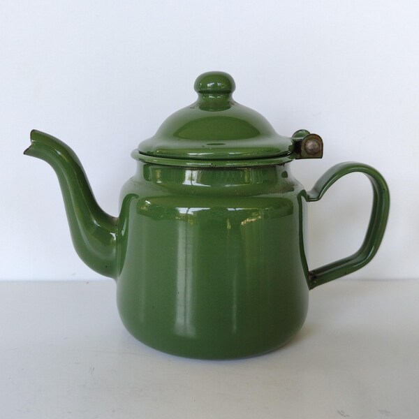 Green Enamel Teapot - Etsy