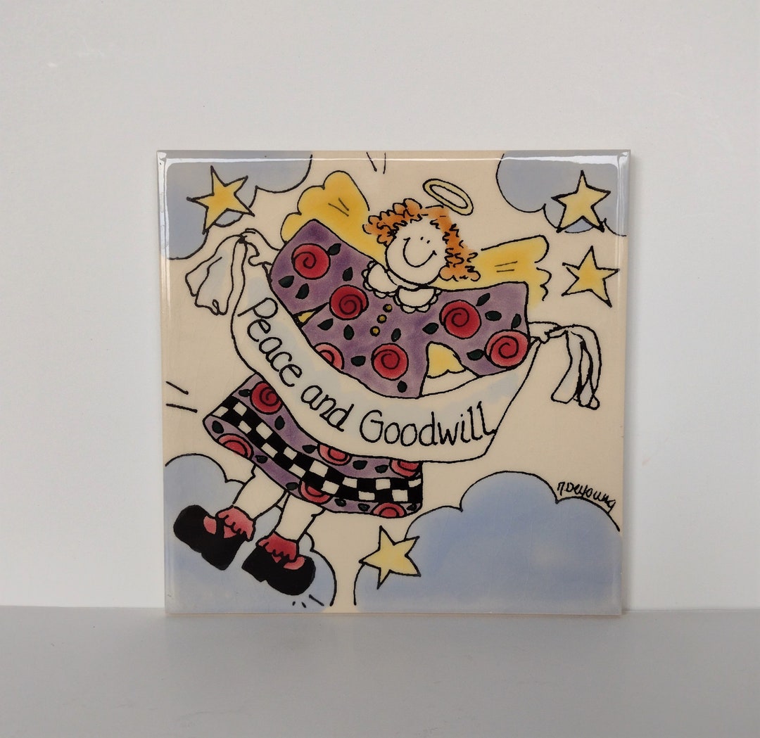 Peace and Goodwill Angel Ceramic Art Tile Trivet Wall Decor by N ...