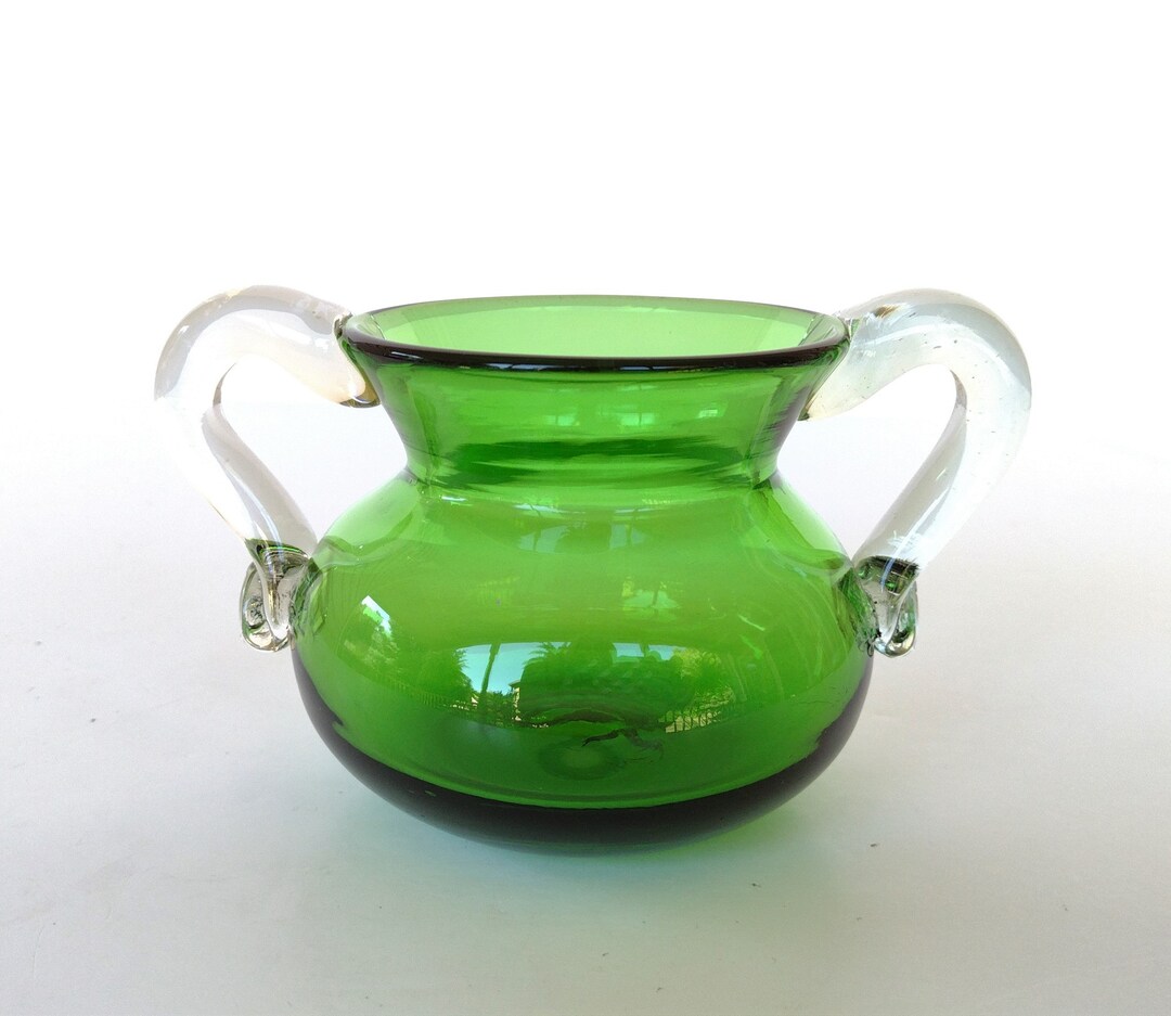 Hand Blown Green Art Glass - Vase Bowl Vessel - Etsy