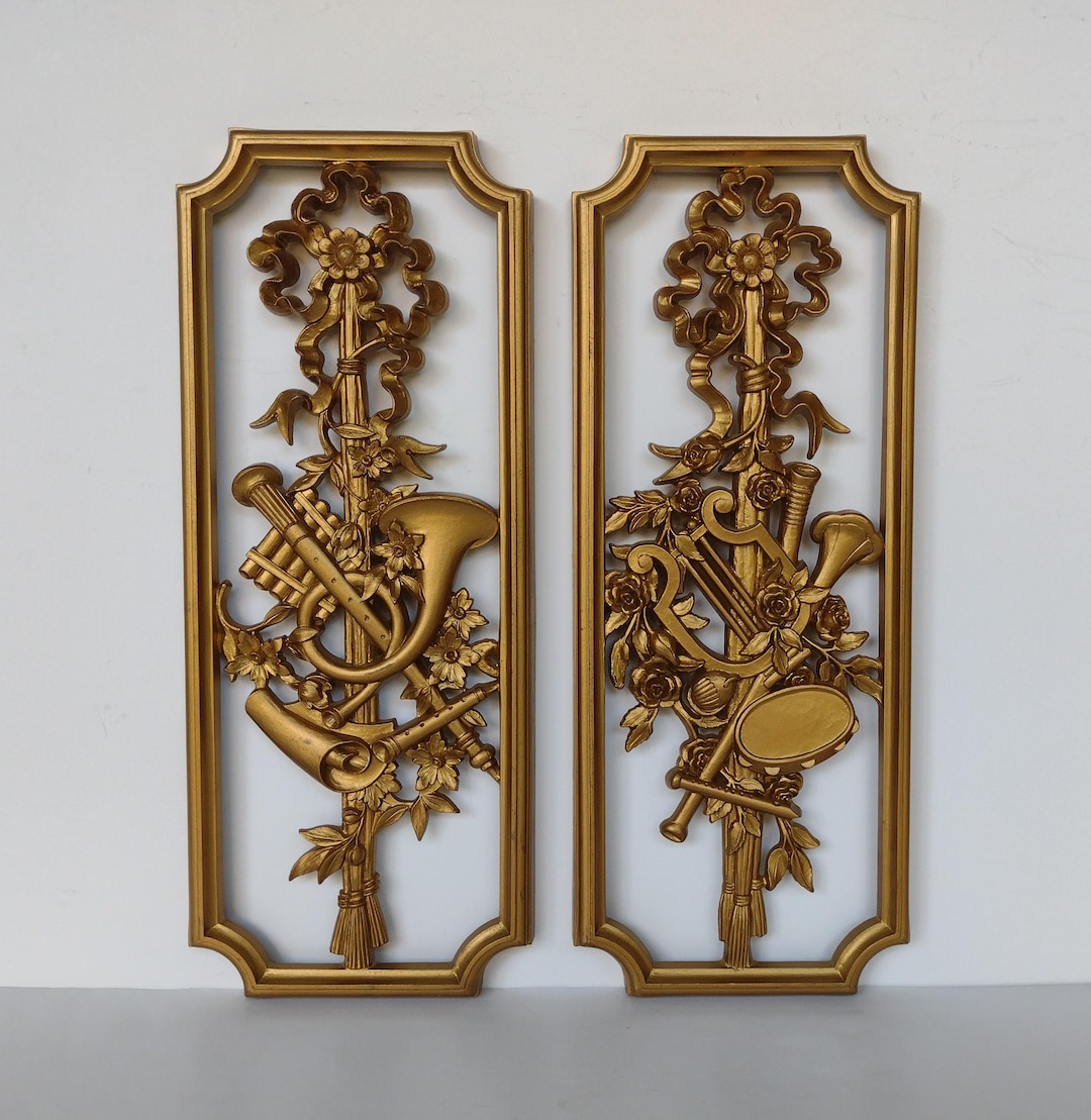 Hollywood Regency Gold Musical Wall Plaque Set of 2 Plaques - Etsy