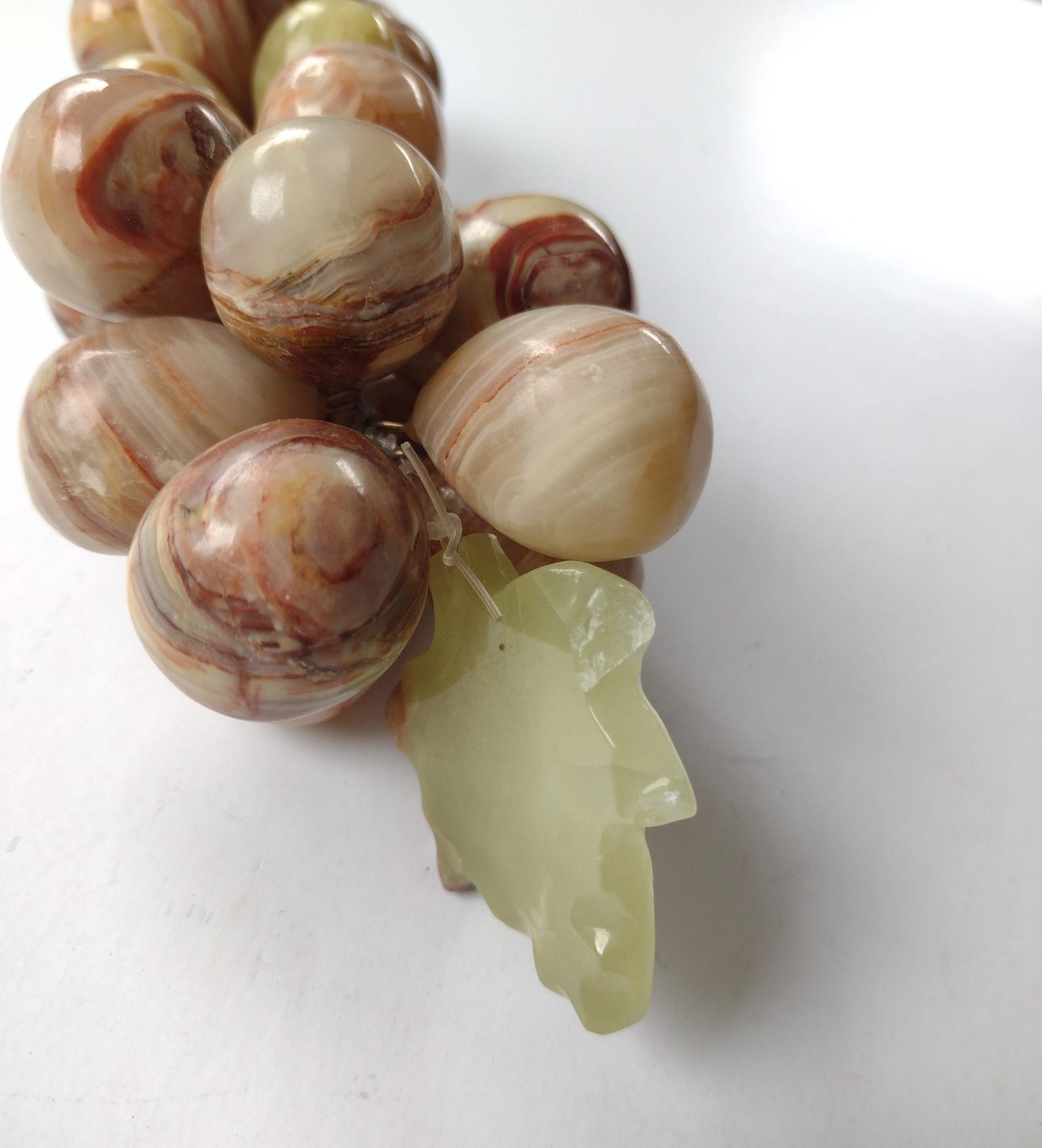Lovely Banded Onyx Stone Grape Clusters - Light Green Ivory Brown Coral ...