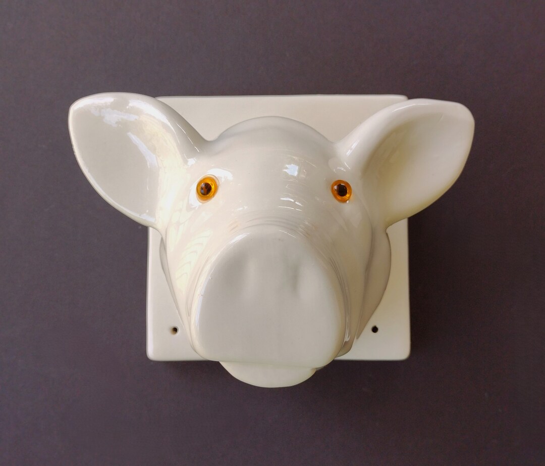 White Ceramic Pig Head Wall Decor - Etsy