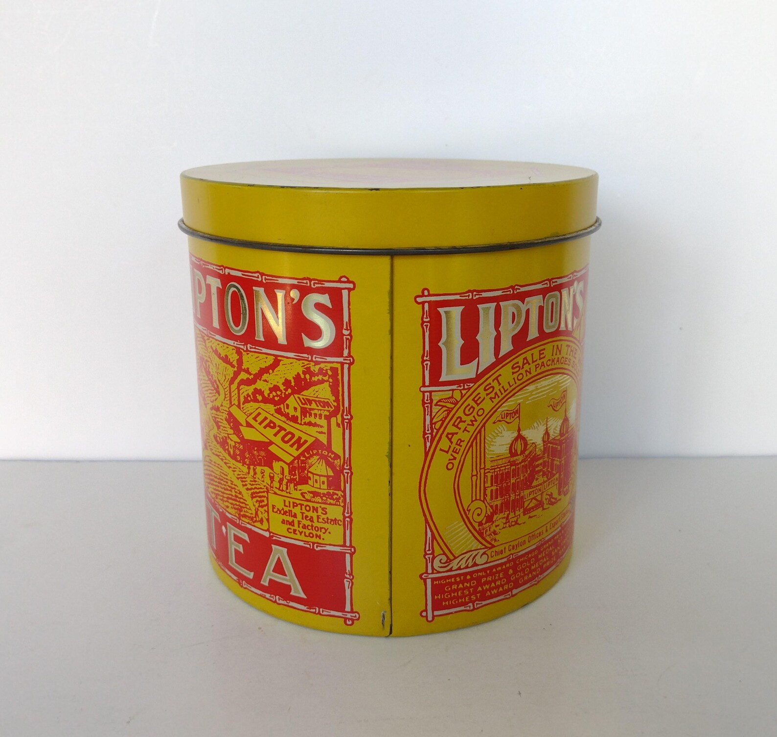 Vintage Lipton Tea Tin by Cheinco 5 1/2 Tall by 5 1/2 in Diameter - Etsy