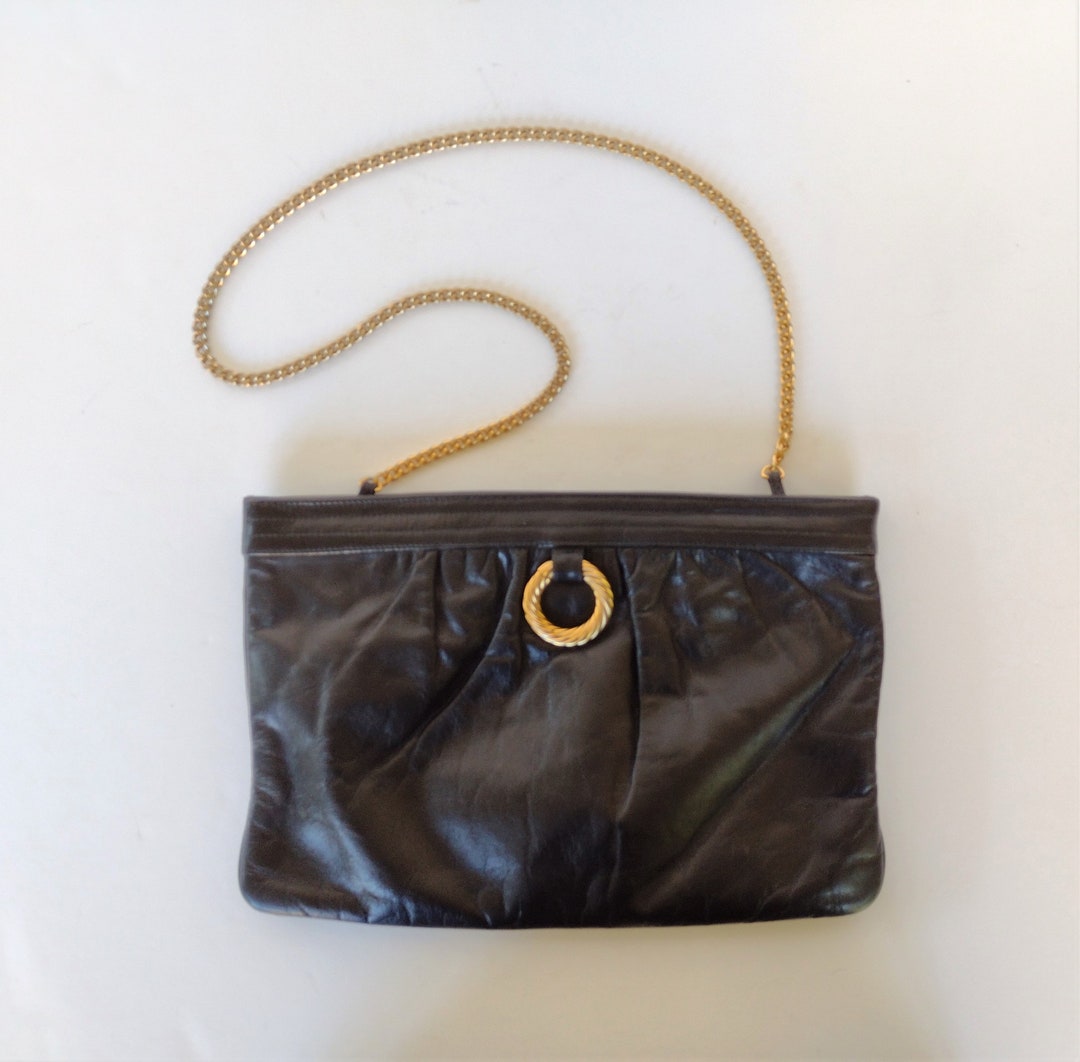 Lovely Morris Moskowitz Black Gold Chain Shoulder or Clutch Bag - Etsy