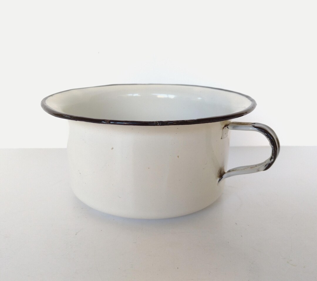 Enamelware Chamber Pot - Child Size - White Black Trim - Etsy