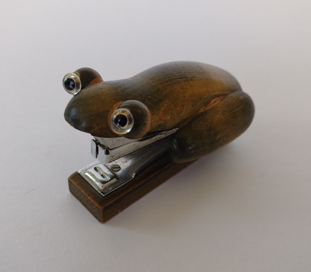 Vintage Green Wood Frog Stapler - Etsy