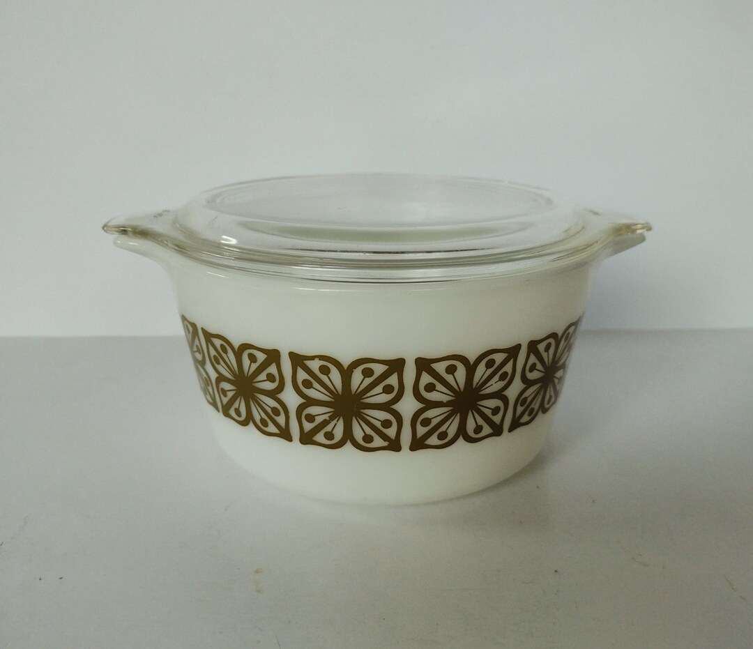 Pyrex 1 Quart Casserole Dish With Lid Autumn Floral Verde Green - Etsy