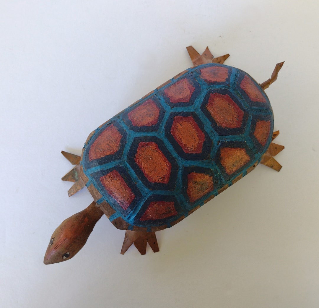 Wonderful Wood & Copper Folk Art Turtle Sculpture - Etsy
