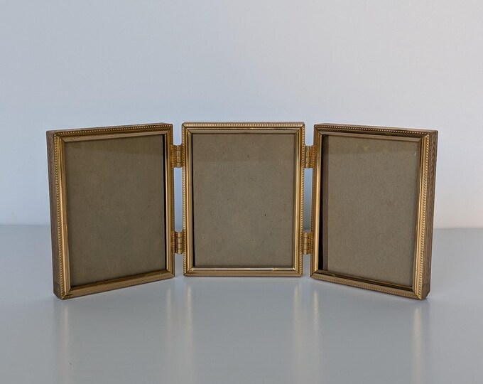 Brassy Gold Triple Hinged Picture Frame - for 2 1/2" X 3 1/2" Photo - Etsy