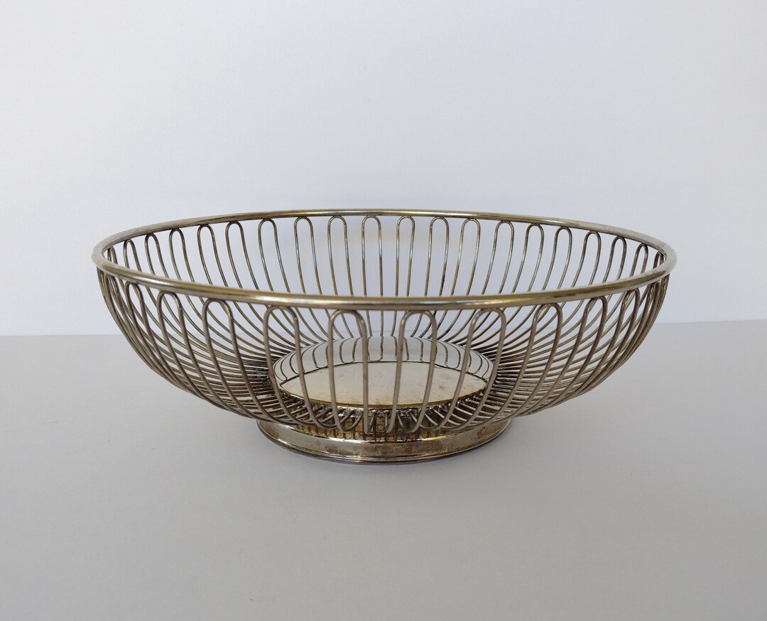 Stainless Steel Open Metal Basket - Silver MCM Bread Fruit Basket - Etsy