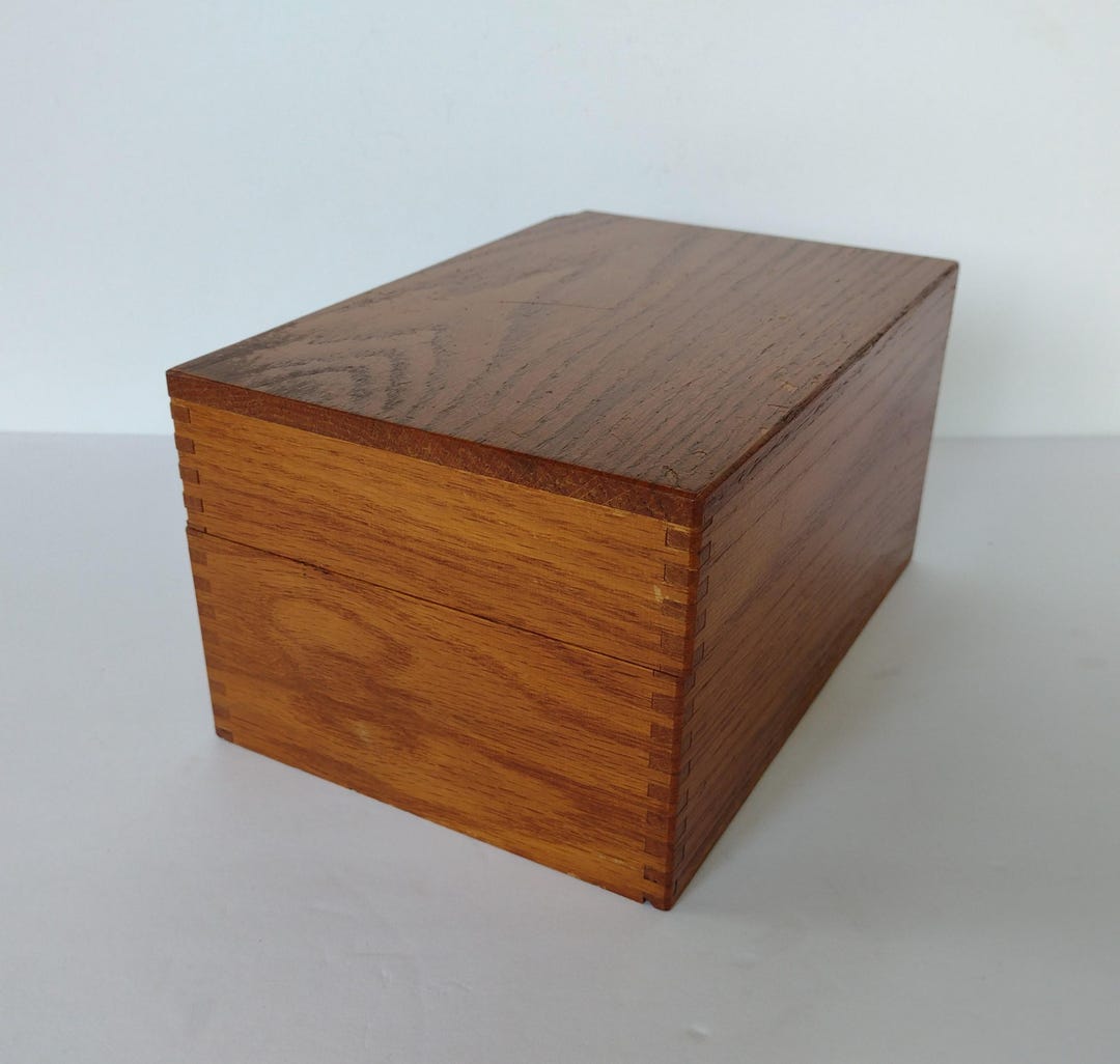 Dovetailed Solid Wood Office or Recipe Card File Box With Dividers - Etsy