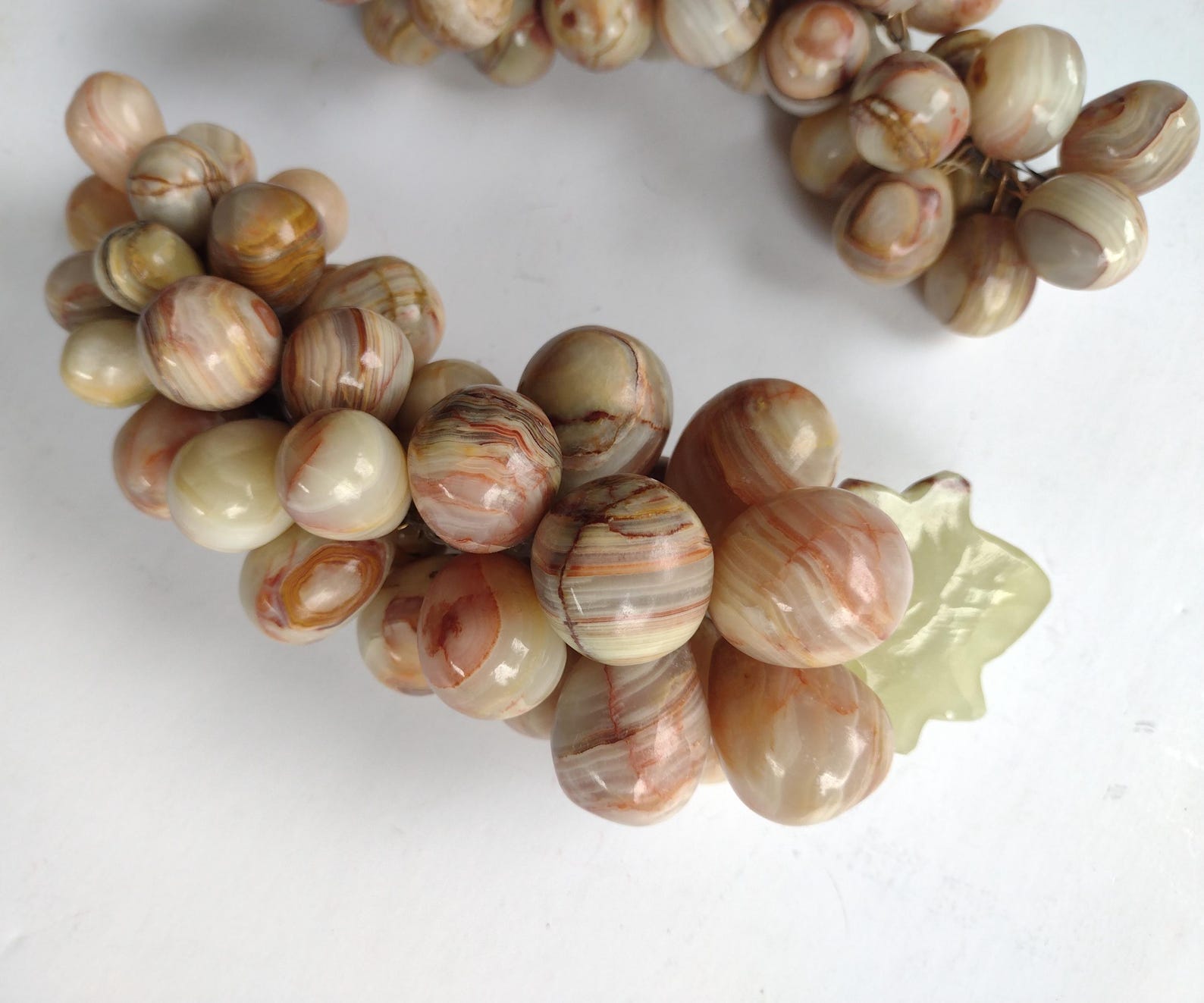 Lovely Banded Onyx Stone Grape Clusters - Light Green Ivory Brown Coral ...