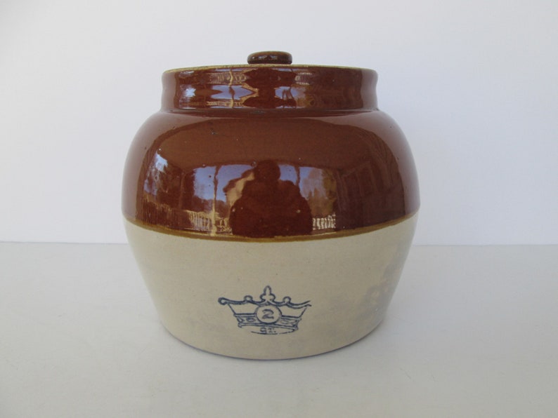 Brown & Tan 2 Qt. Bean Pot - Ransbottom USA With Crown Mark - Etsy
