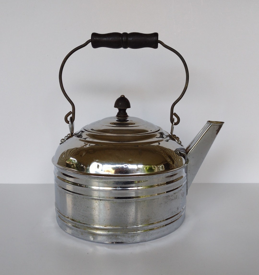 Revere Ware Chrome Plated Copper Tea Kettle With Wood Handle & Knob - Etsy
