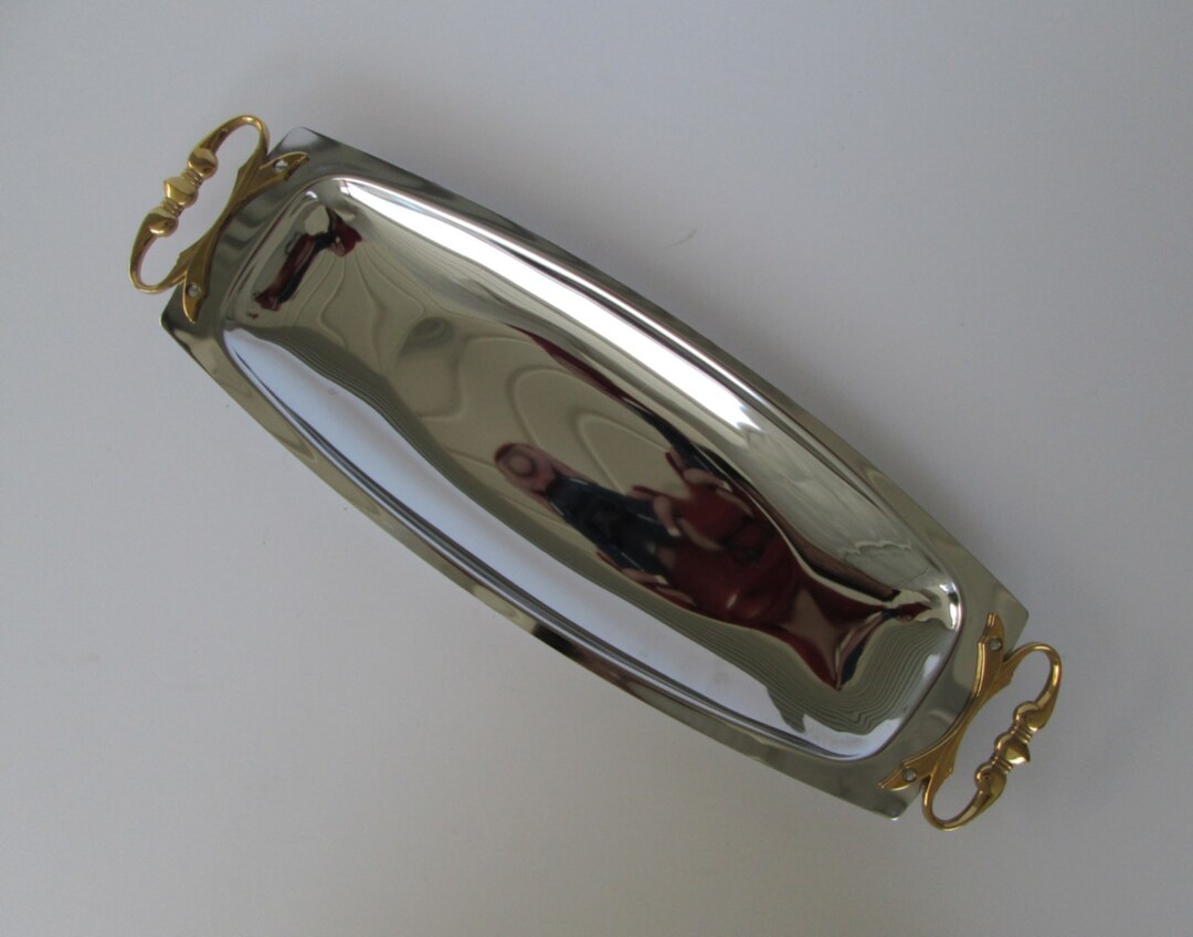 Kromex MCM Silver Oblong Chrome Tray - Etsy