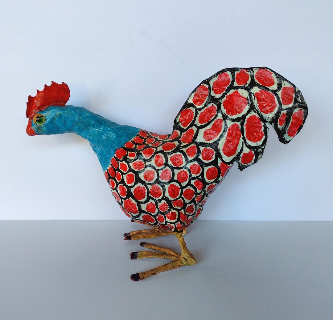 Fun Folk Art Paper Mache Chicken Rooster - Etsy