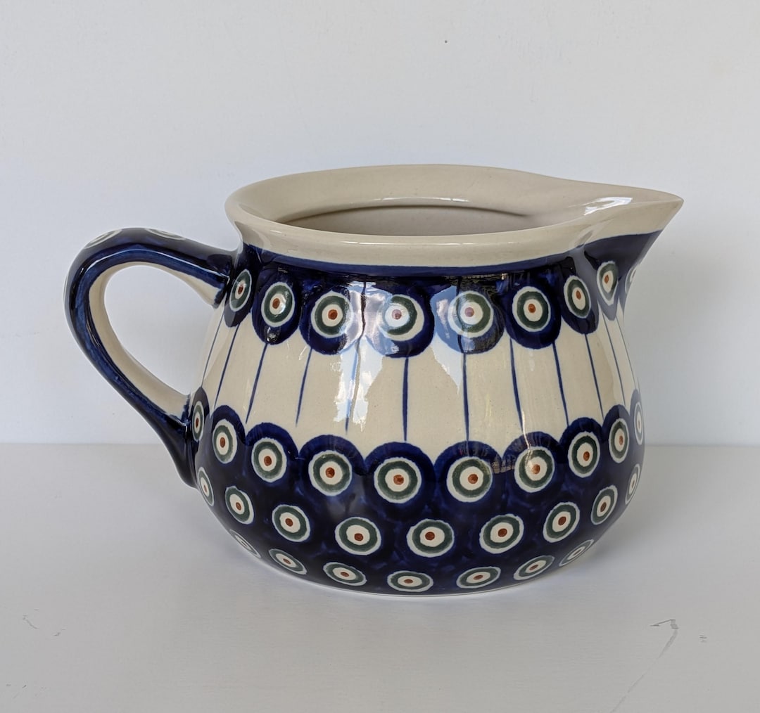 Hand Made Polish Pottery Pitcher - Peacock Pattern - Boleslawiec Poland ...