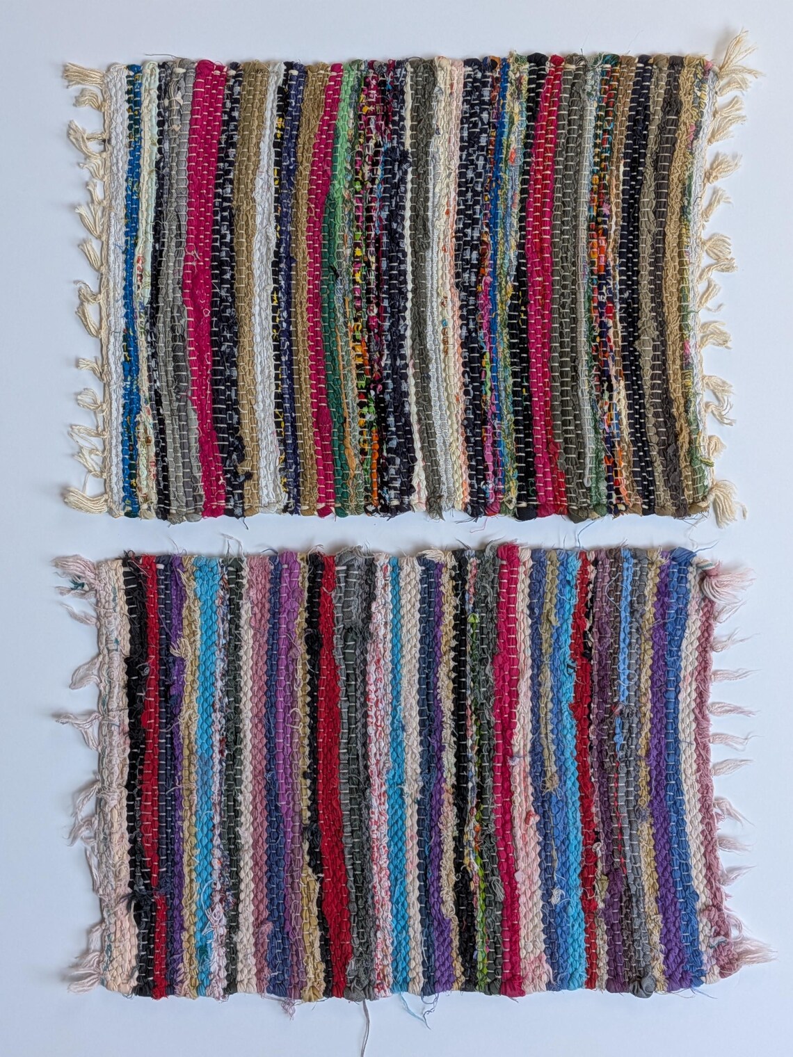 Boho Woven Rag Rug Placemat - 2 Available - You Pick - Etsy