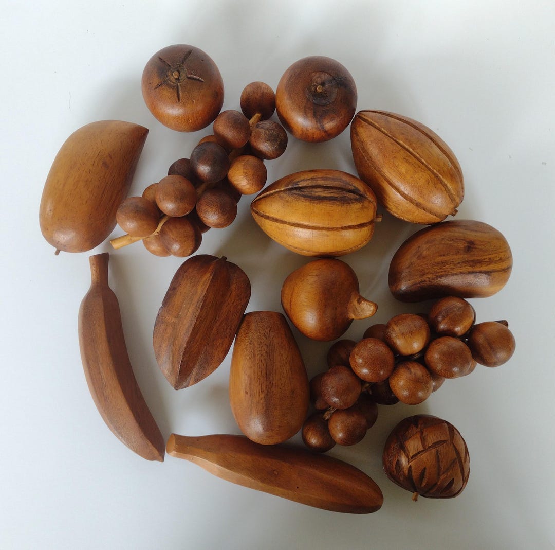 Lovely Bunch of Carved Wood Fruit 8 Pieces - Etsy