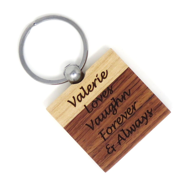 Rosewood Maple Wood Key Chain Square Key Ring - Etsy