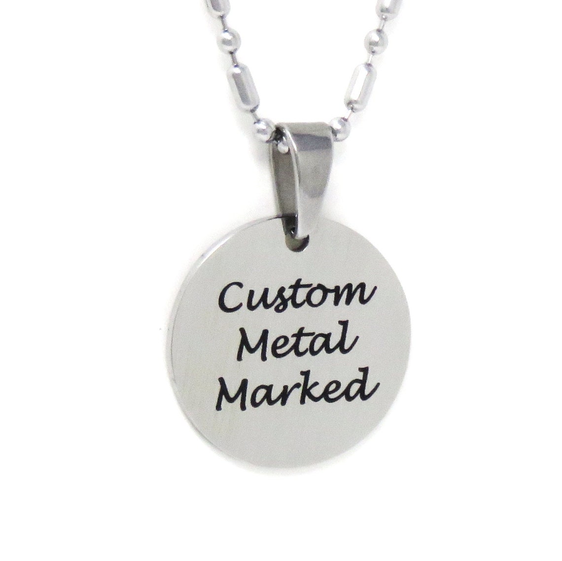 Circle Pendant Necklace - PERSONALIZED Custom Laser Marked Engraved ...