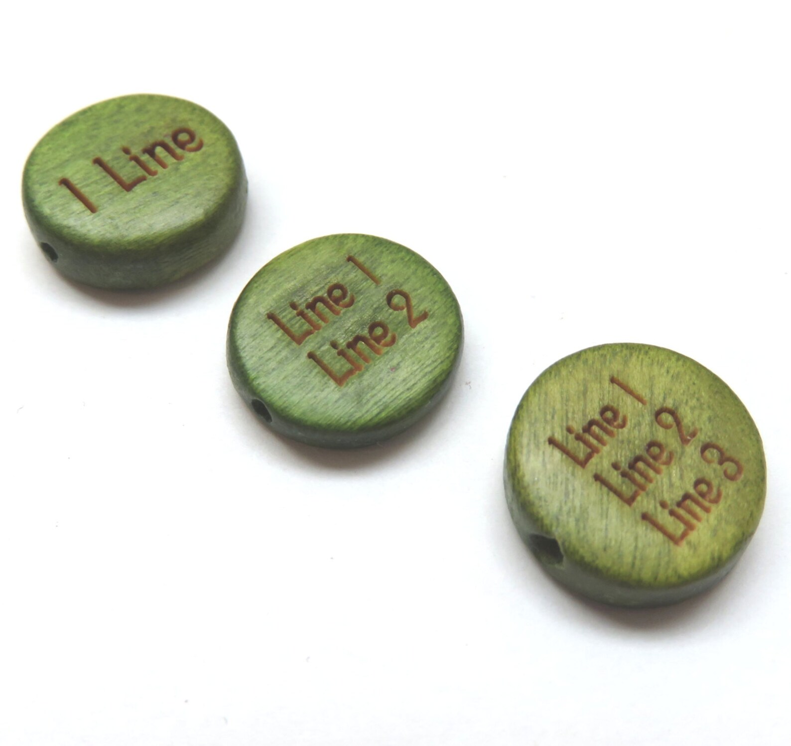 15mm - Green Flat Round Coin Wood Beads - Custom Engraved - Etsy