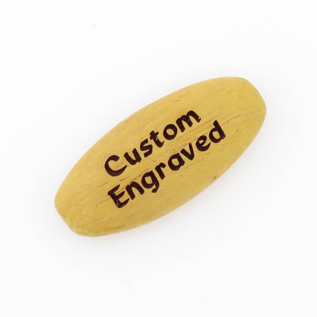 35 X 15 Mm - Large YELLOW Wood Flat Oval Beads - Custom Laser Engraved ...