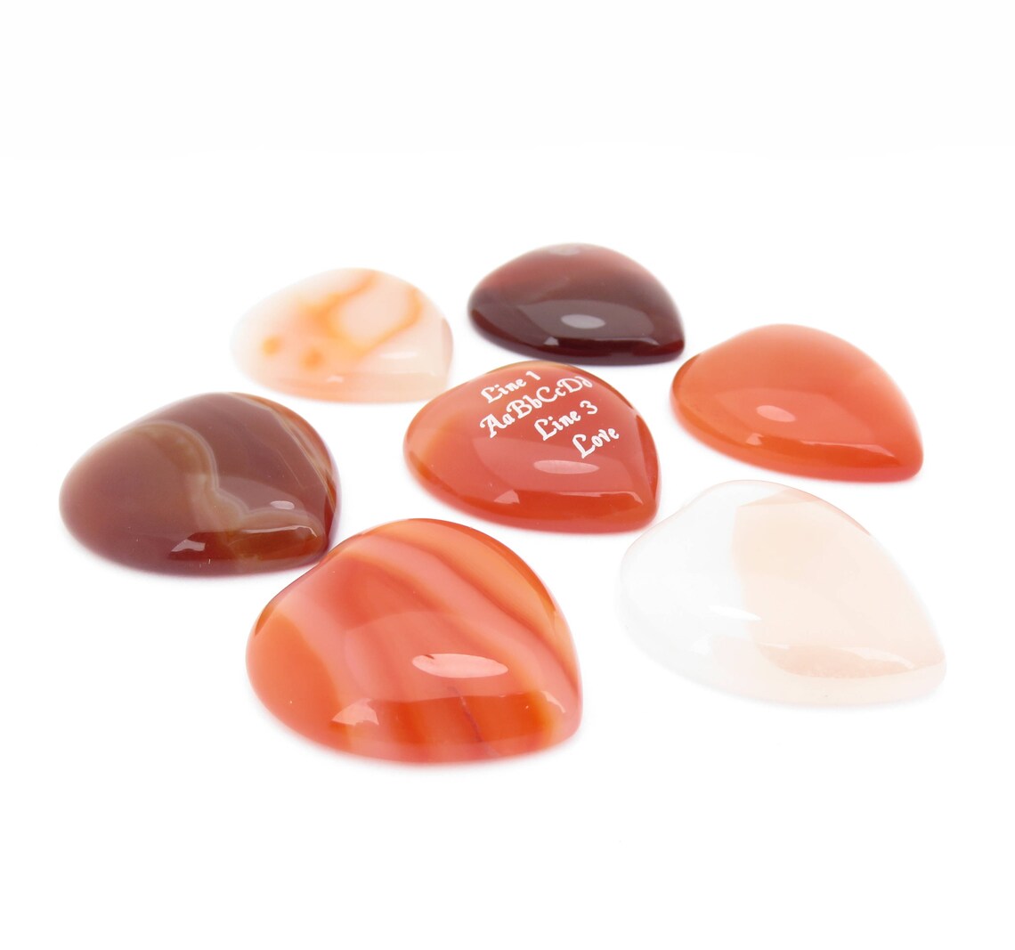 23mm X 25mm X 6mm - RED AGATE HEART - Custom Engraved Personalized ...
