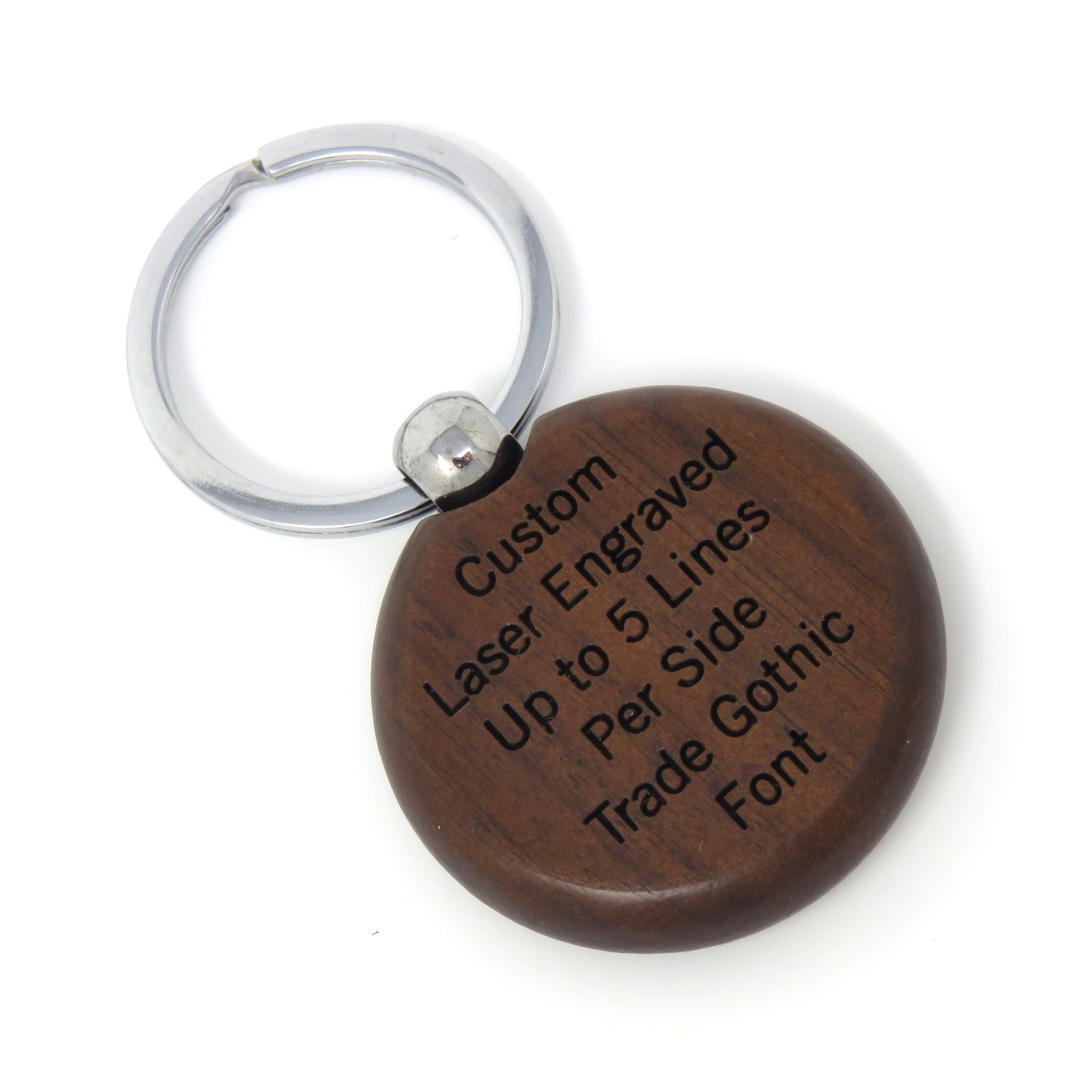 Walnut Wood Key Chain - CIRCLE - Key Ring - PERSONALIZED - Custom Laser ...