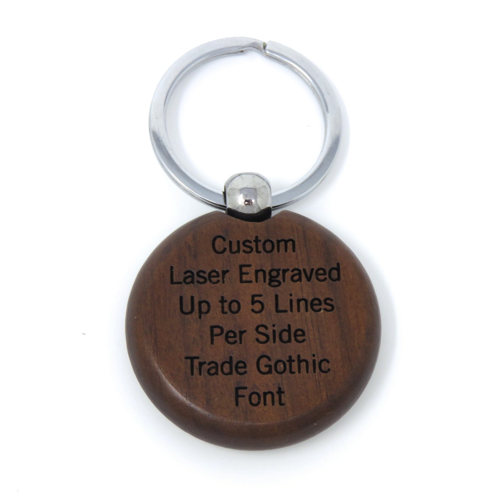 Walnut Wood Key Chain CIRCLE Key Ring PERSONALIZED - Etsy