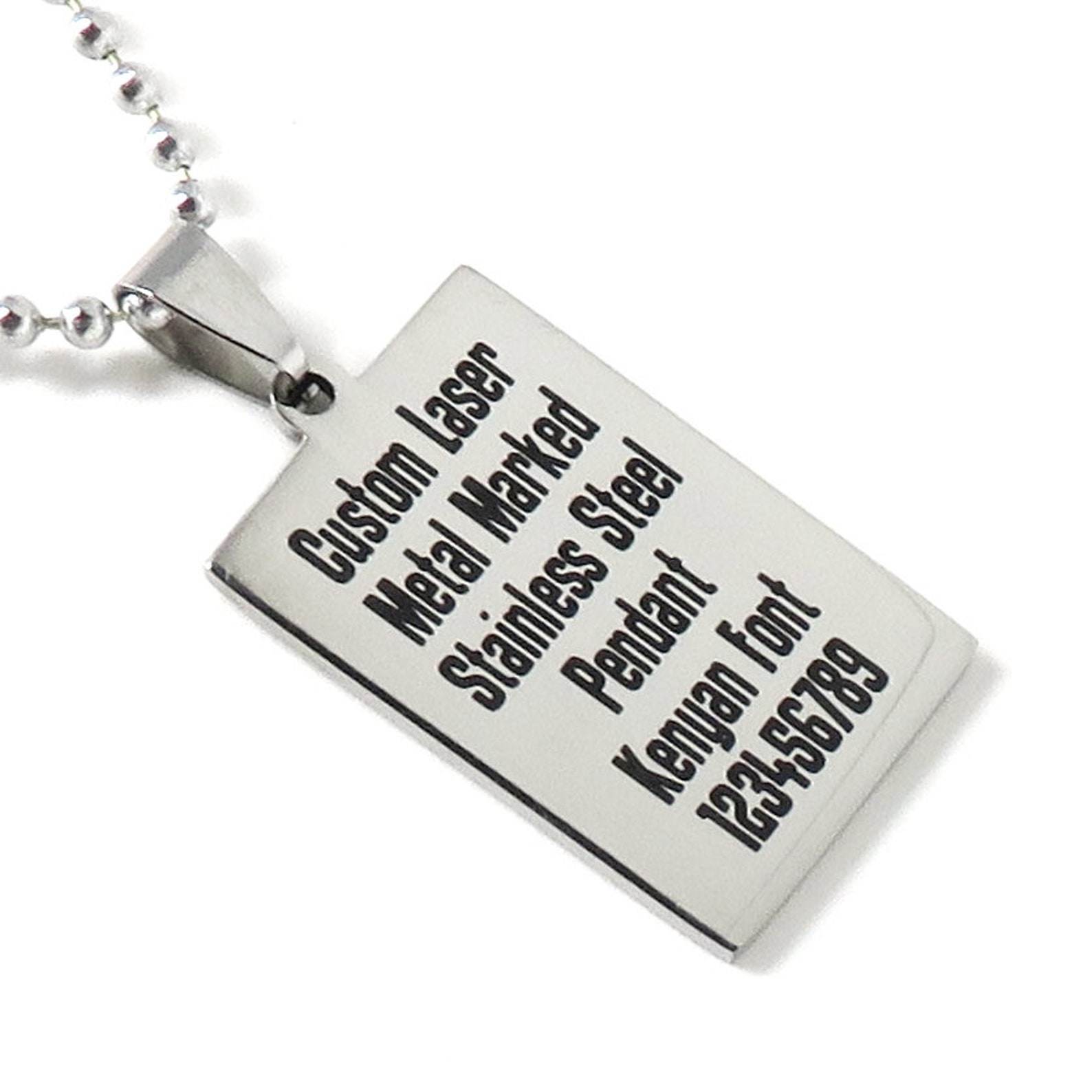 Rectangle Neck Tag Necklace - PERSONALIZED Custom Laser Marked ...