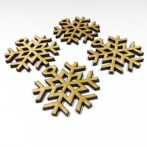 6 Medium Wood Snowflakes - 1 3/4 Inches or 43mm - Ornaments - Gift ...