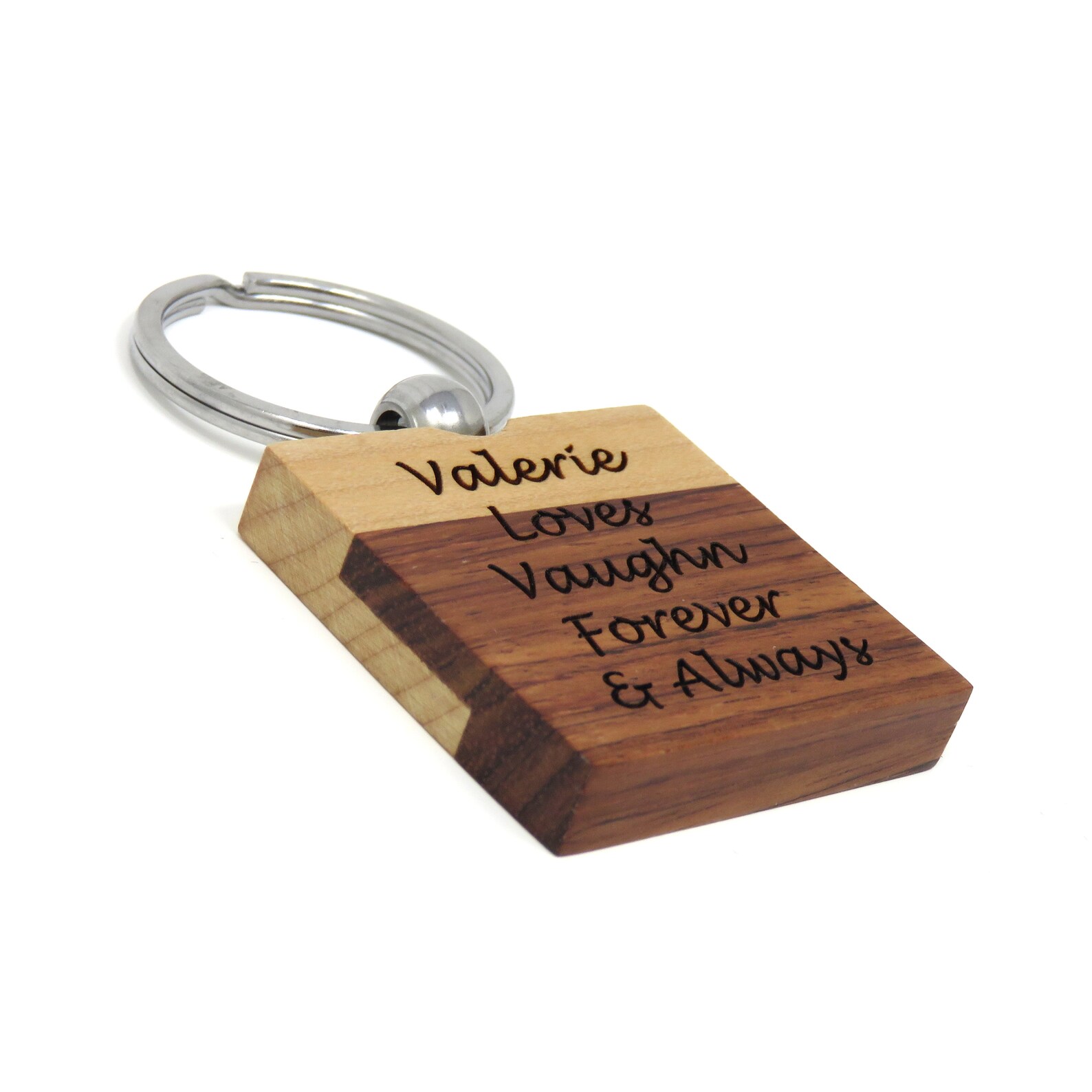 Rosewood Maple Wood Key Chain Square Key Ring - Etsy