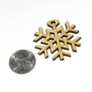 6 Medium Wood Snowflakes - 1 3/4 Inches or 43mm - Ornaments - Gift ...