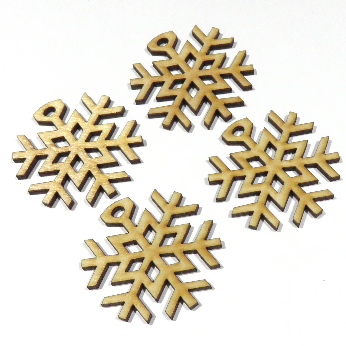6 Medium Wood Snowflakes - 1 3/4 Inches or 43mm - Ornaments - Gift ...