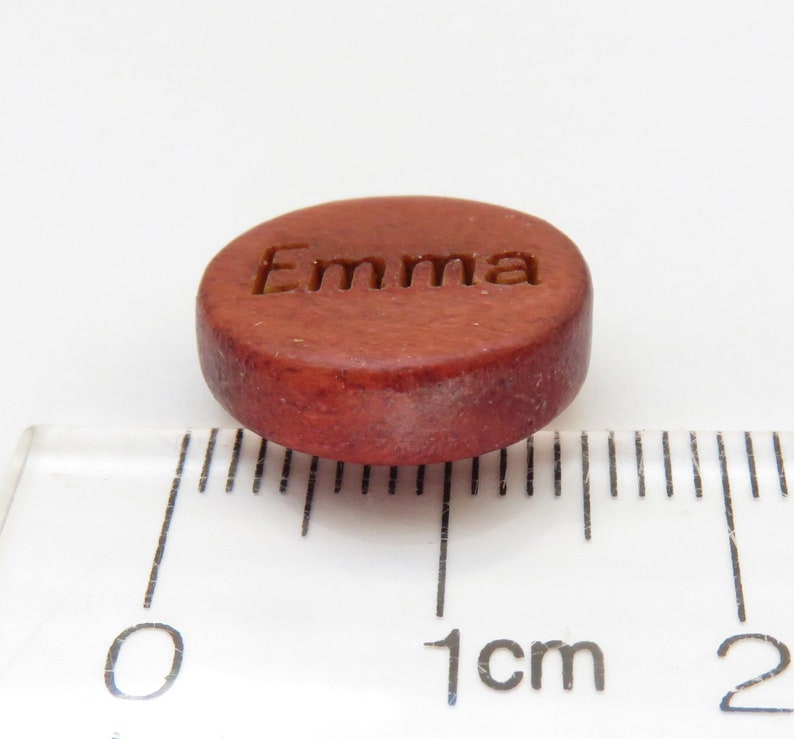 15mm Dark Red Flat Round Coin Wood Beads Custom Engraved - Etsy