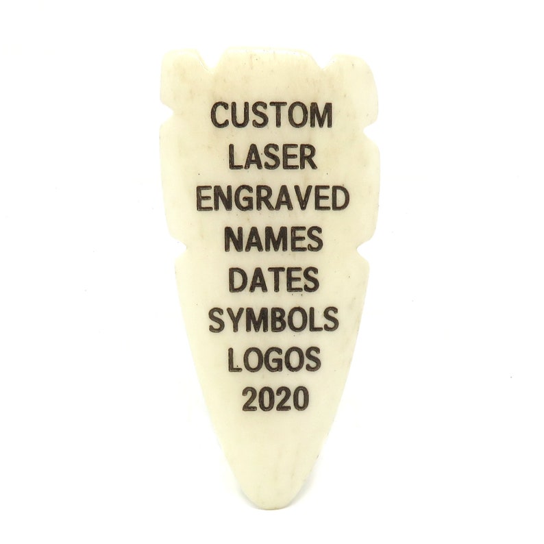 56mm X 24mm Arrowhead Bone Pendant - Custom Engraved - 1.2 Mm Hole ...