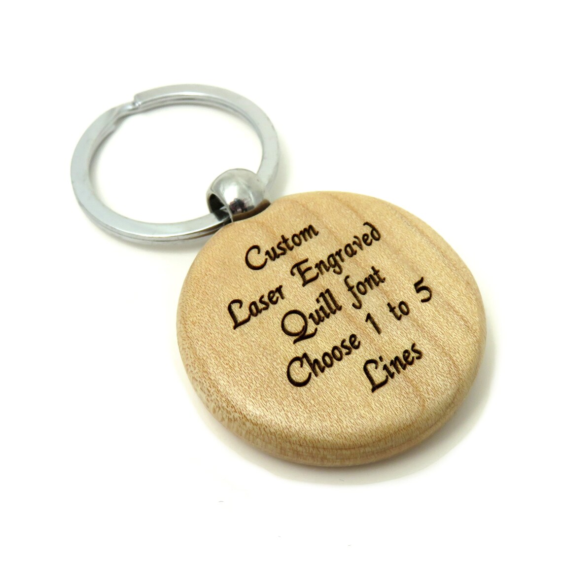 Maple Wood Key Chain - CIRCLE - Key Ring - PERSONALIZED - Custom Laser ...