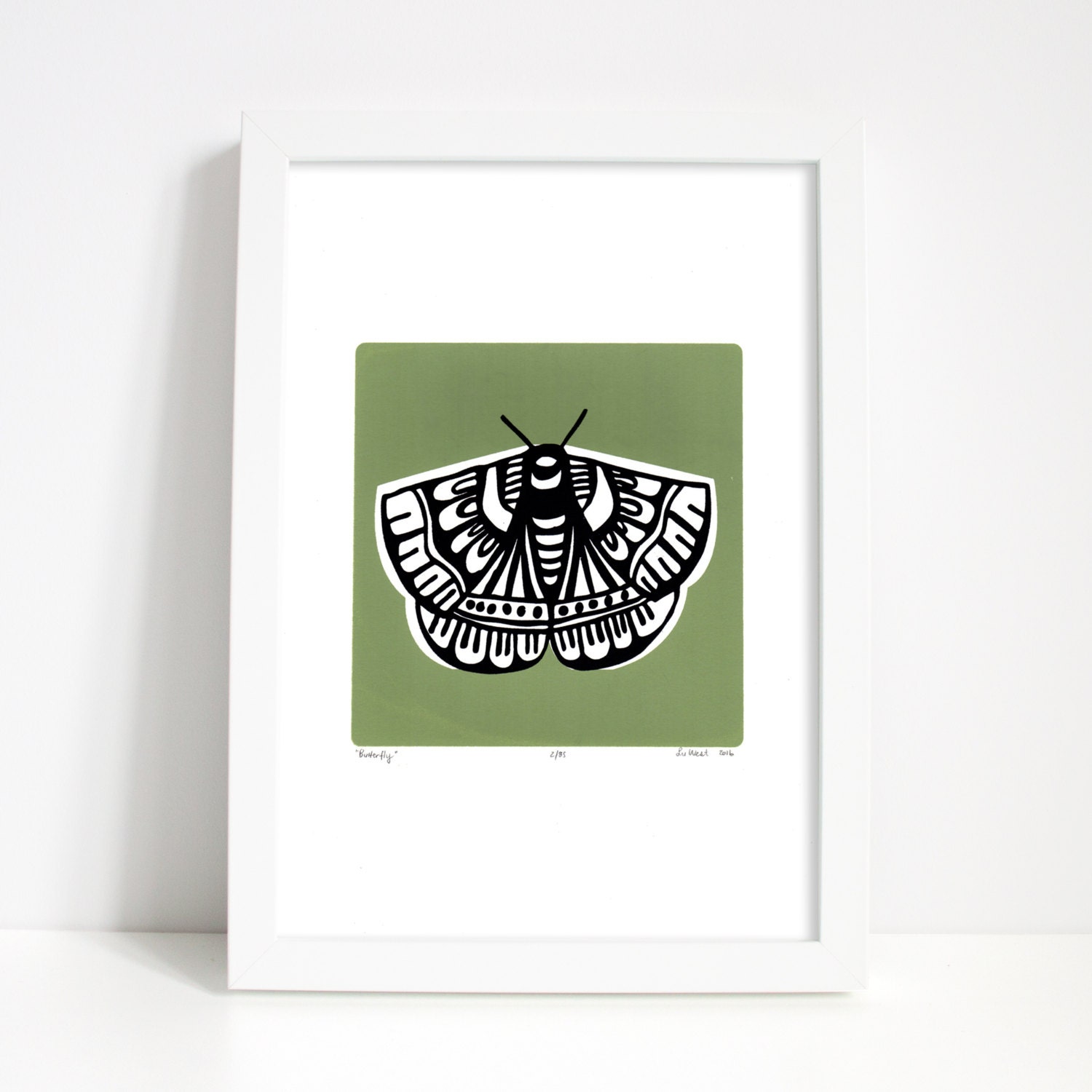 Butterfly Screen Print Edition of 85 (sage Green) A4 Size - Etsy