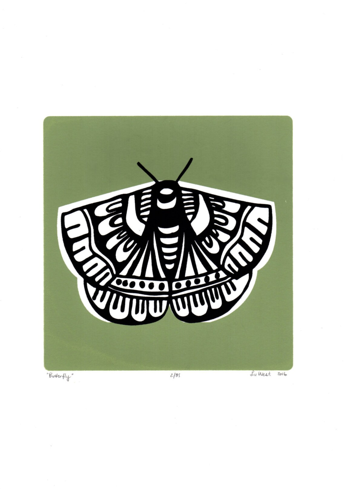 Butterfly Screen Print Edition of 85 (sage Green) A4 Size - Etsy
