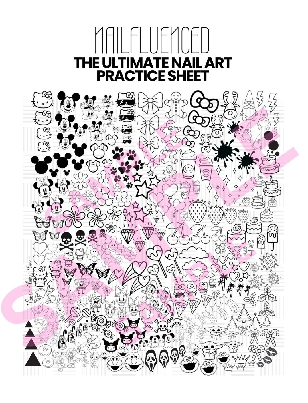 OVER 150+ Nail Art Practice Stencils | Printable PDF Nail Art Guide ...