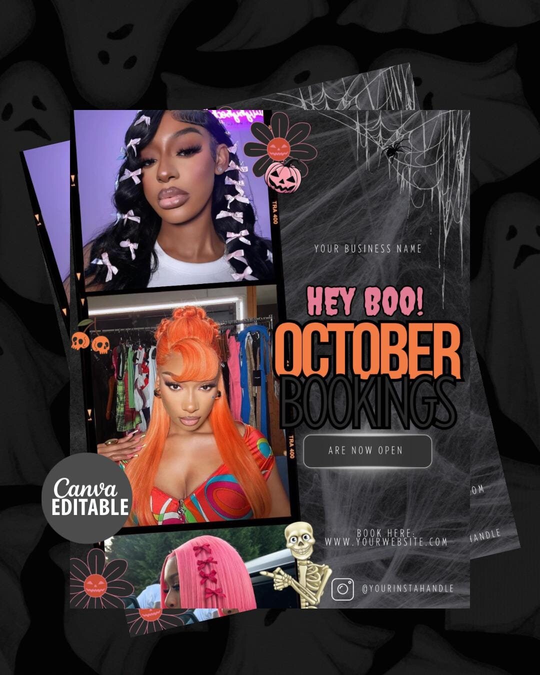 Editable Halloween Business Flyer Digital PDF Template Girly Orange ...
