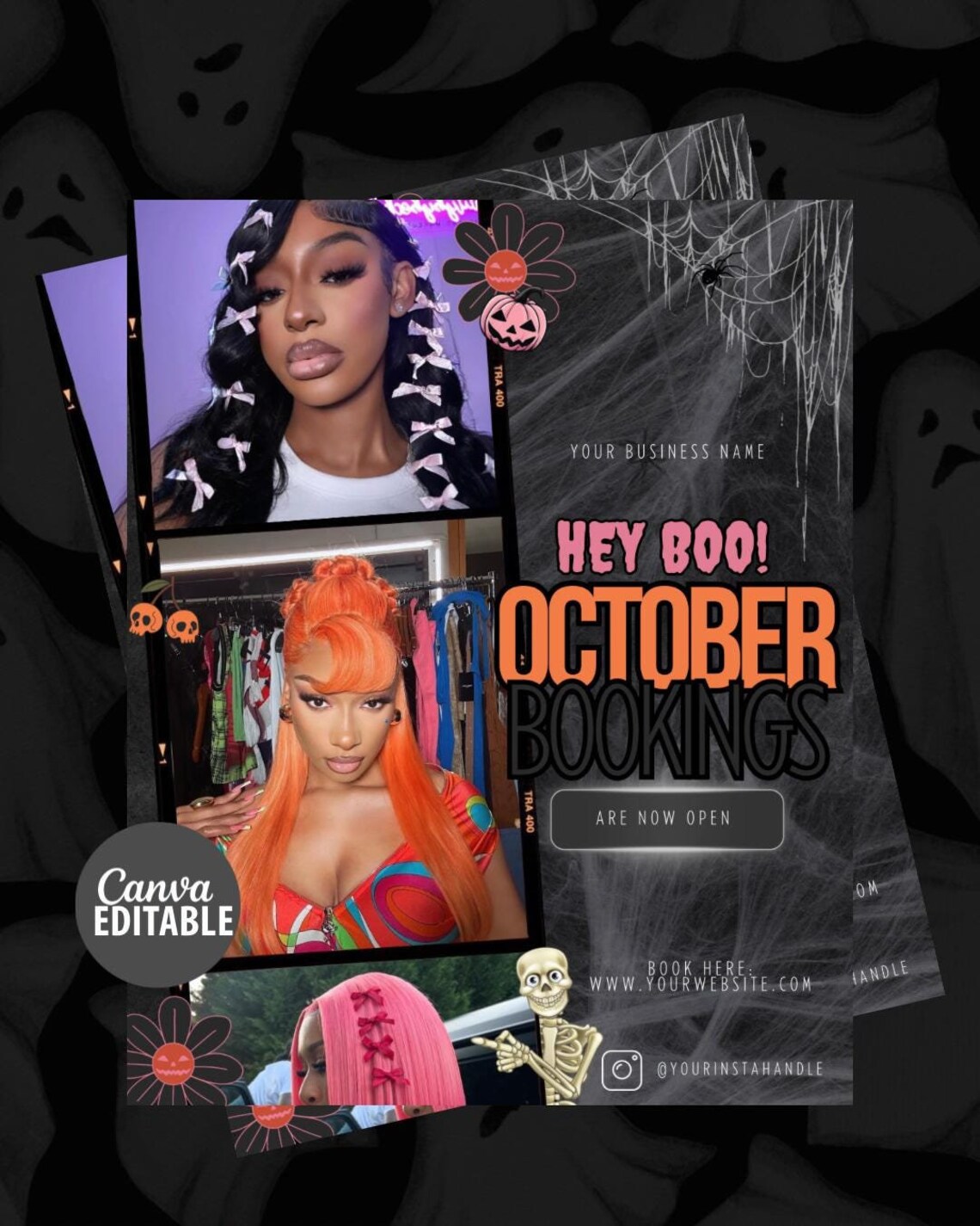 Editable Halloween Business Flyer Digital PDF Template Girly Orange ...